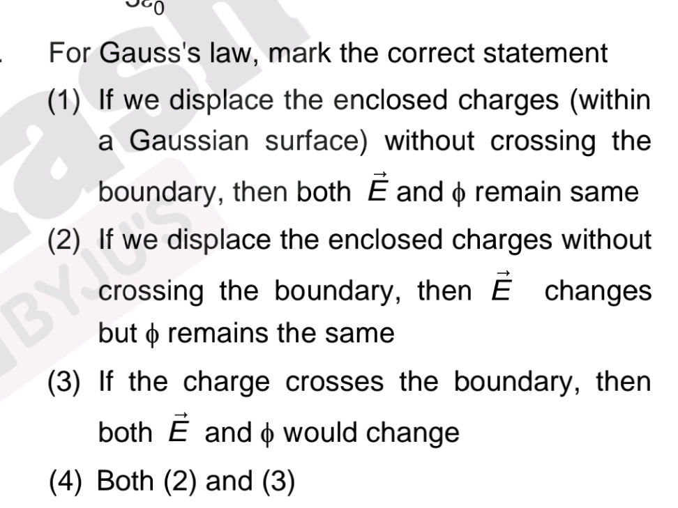 For Gauss's law, mark the correct statement | StudyX