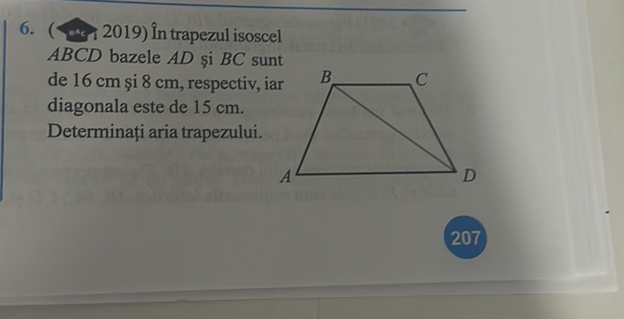 În trapezul isoscel ABCD, bazele AD și BC | StudyX