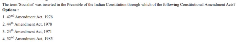 The term 'Socialist' was inserted in the | StudyX