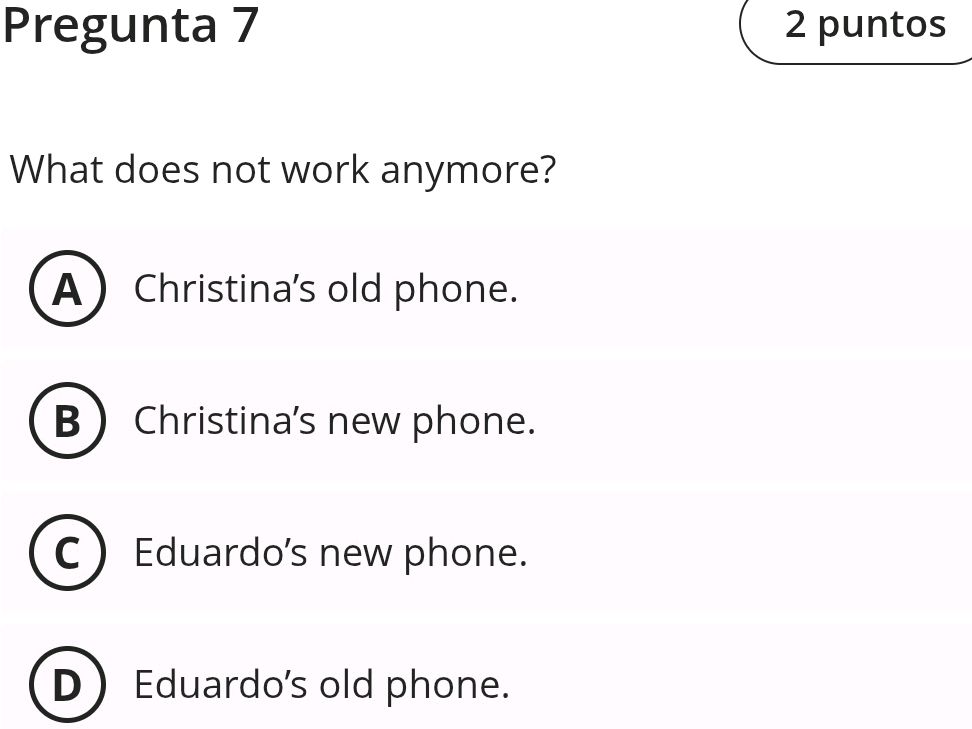 What does not work anymore? (A) Christina's | StudyX