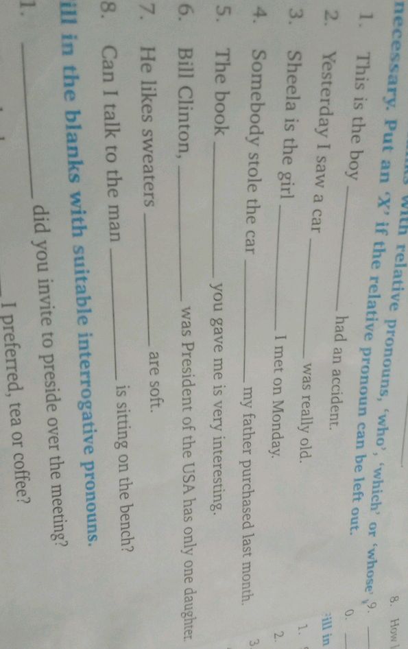 necessary. Put an 'X' if the relative | StudyX