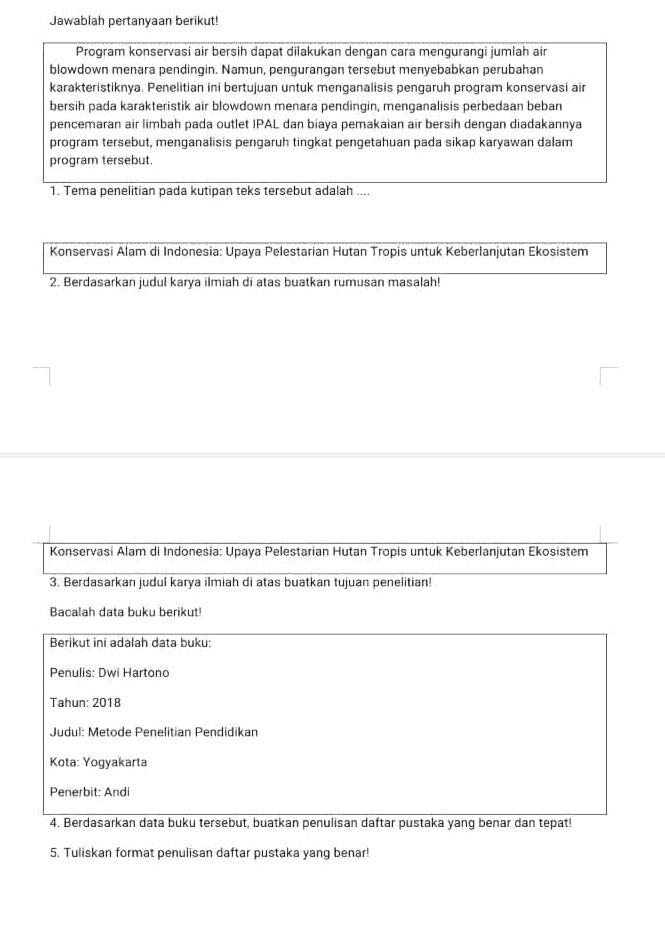 1. Tema penelitian pada kutipan teks | StudyX