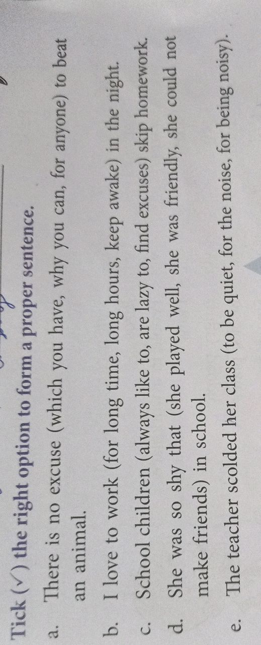 Tick ( ) the right option to form a proper | StudyX