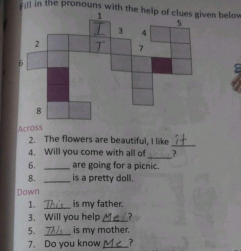 Fill in the pronouns with the help of clues | StudyX