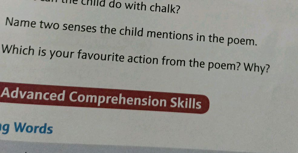 Name two senses the child mentions in the | StudyX