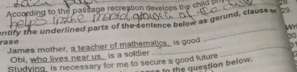 Identify the underlined parts of the | StudyX