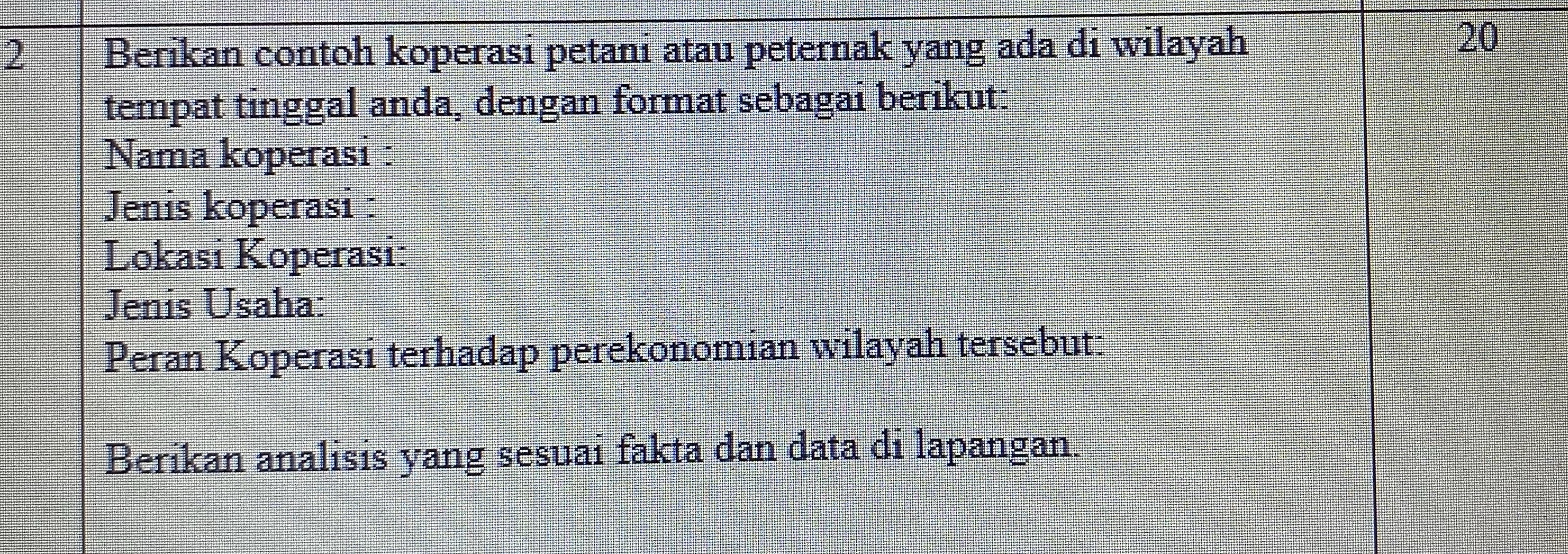 Berikan contoh koperasi petani atau peternak | StudyX