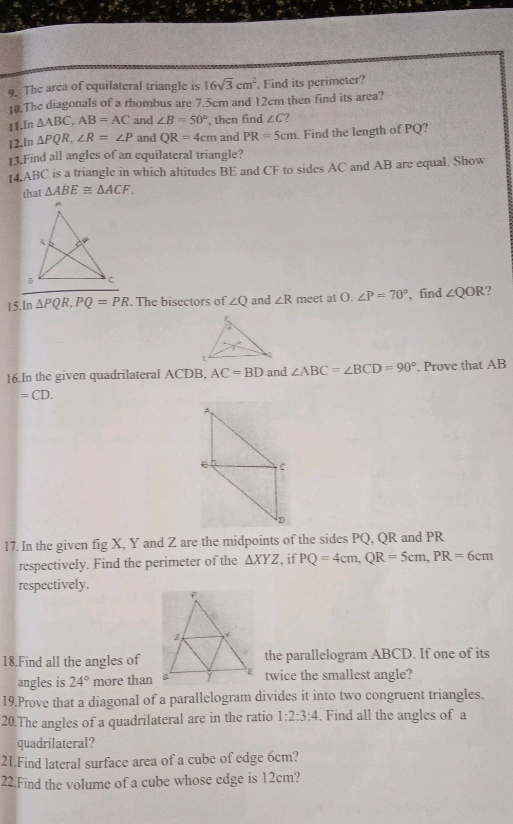 9. The area of equilateral triangle is $16 | StudyX