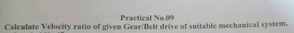 Calculate Velocity ratio of given Gear/Belt | StudyX