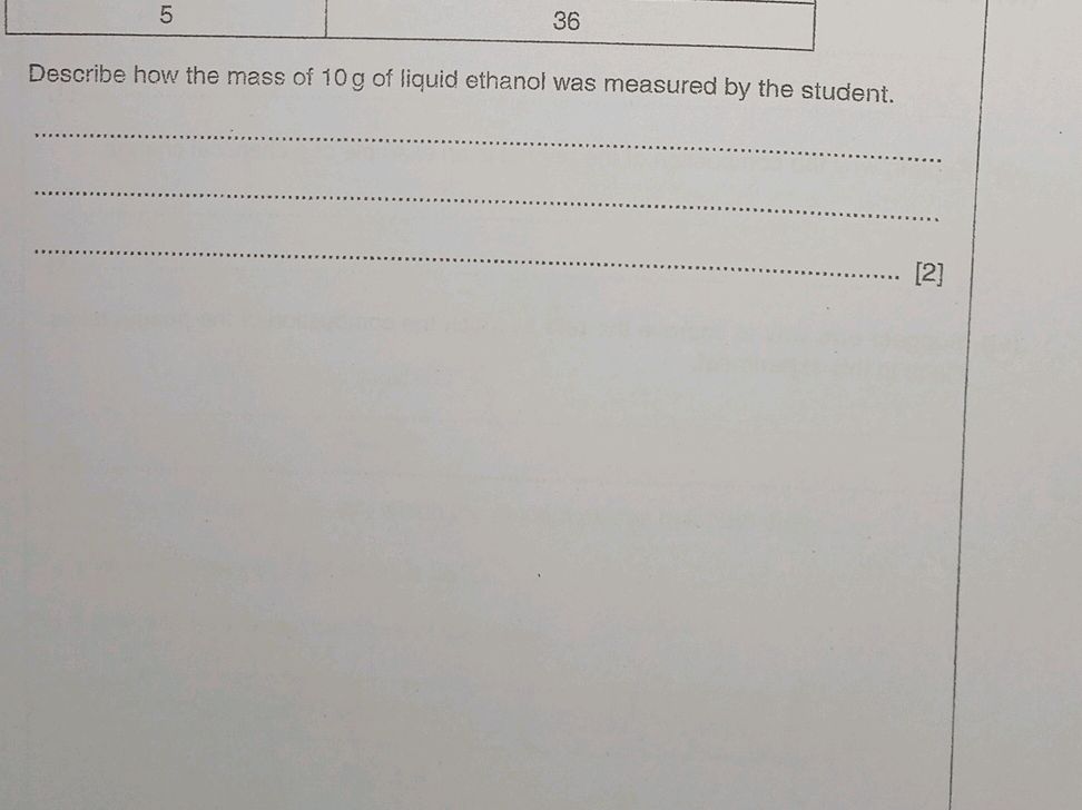 Describe how the mass of 10g of liquid | StudyX