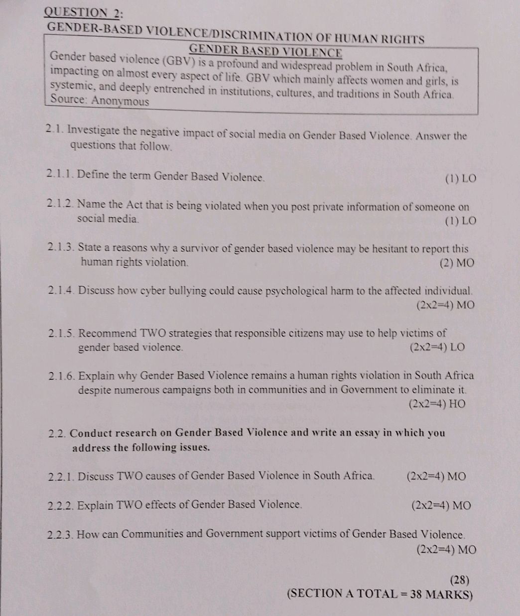 QUESTION 2: GENDER-BASED | StudyX