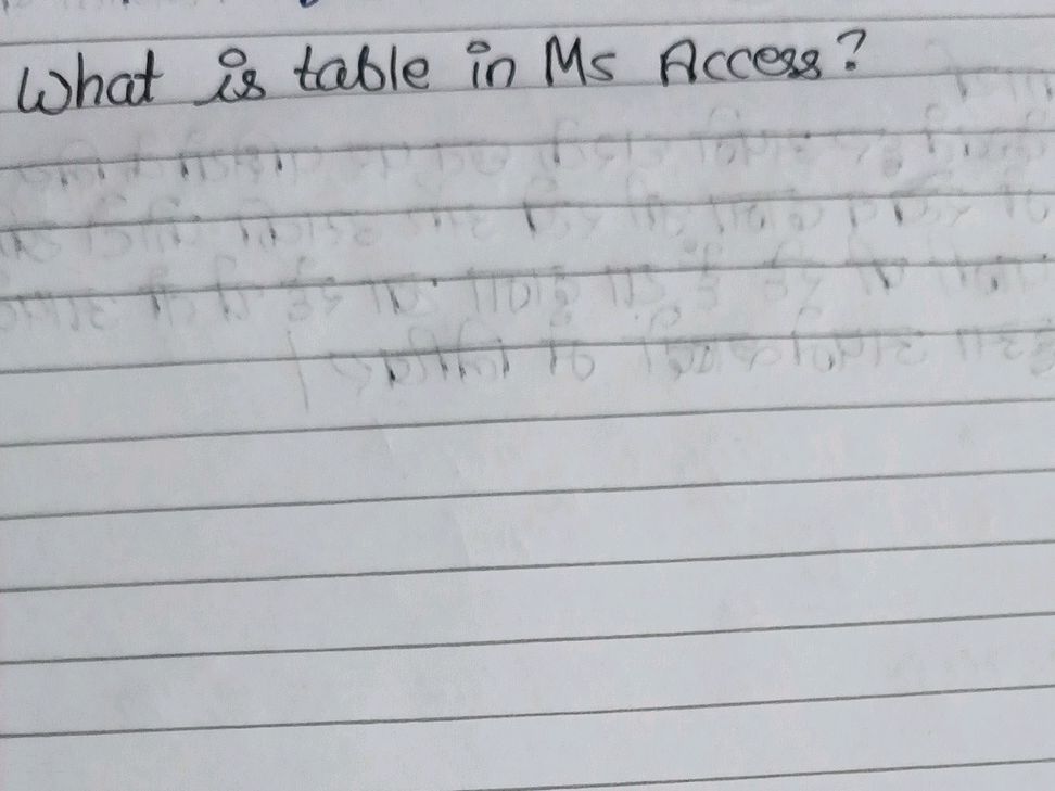 What is a table in MS Access? | StudyX