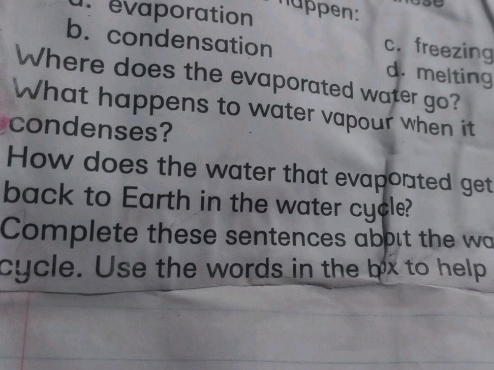Where does the evaporated water go? What | StudyX