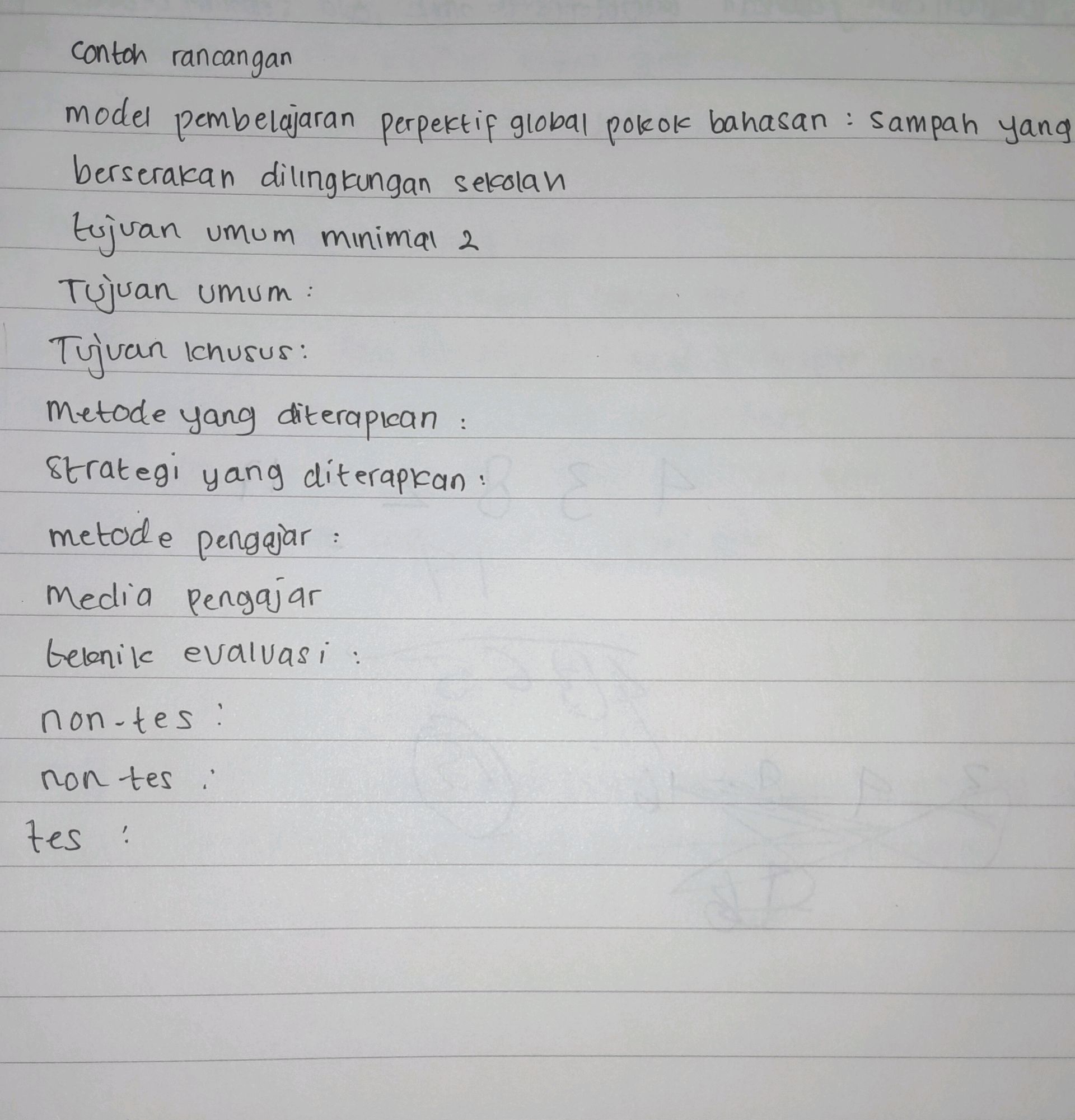 Contoh rancangan model pembelajaran | StudyX