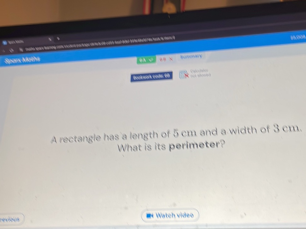 A rectangle has a length of 5 cm and a width | StudyX