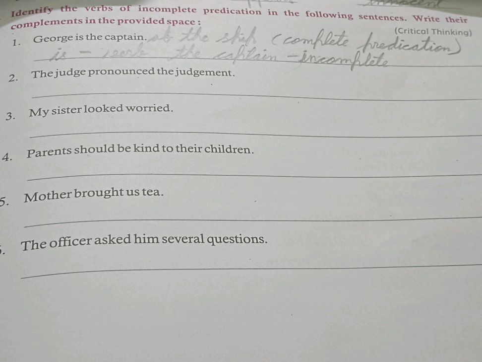 Identify the verbs of incomplete predication | StudyX