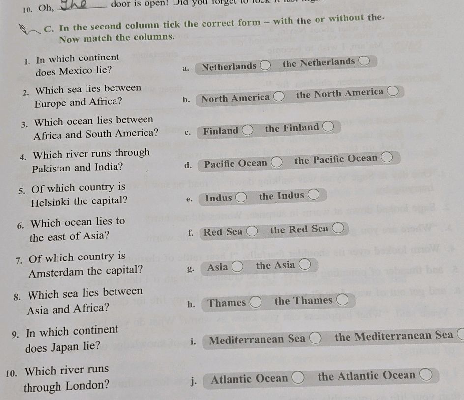 C. In the second column tick the correct | StudyX