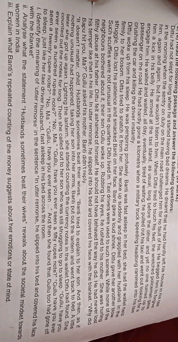 (a) Read the following passage and answer | StudyX