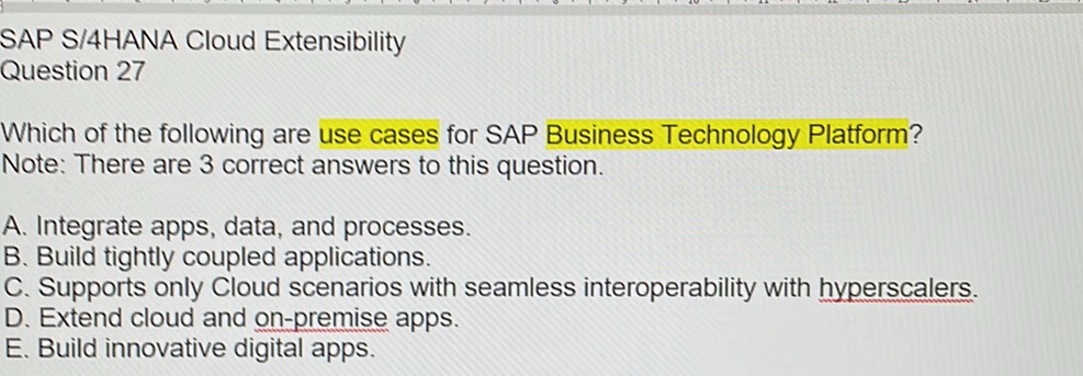 Which of the following are use cases for SAP | StudyX