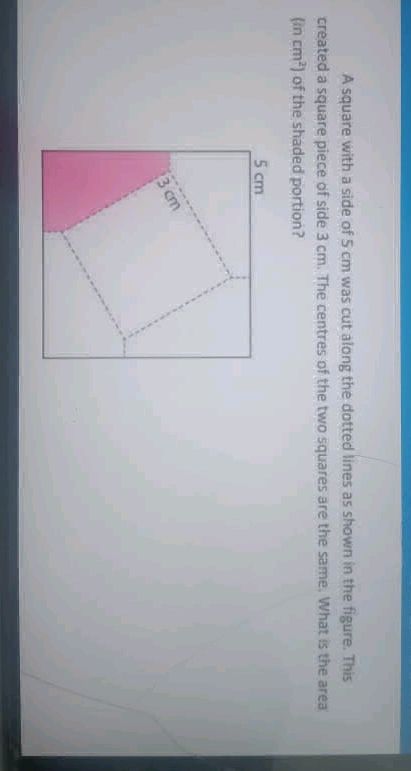A square with a side of 5 cm was cut along | StudyX