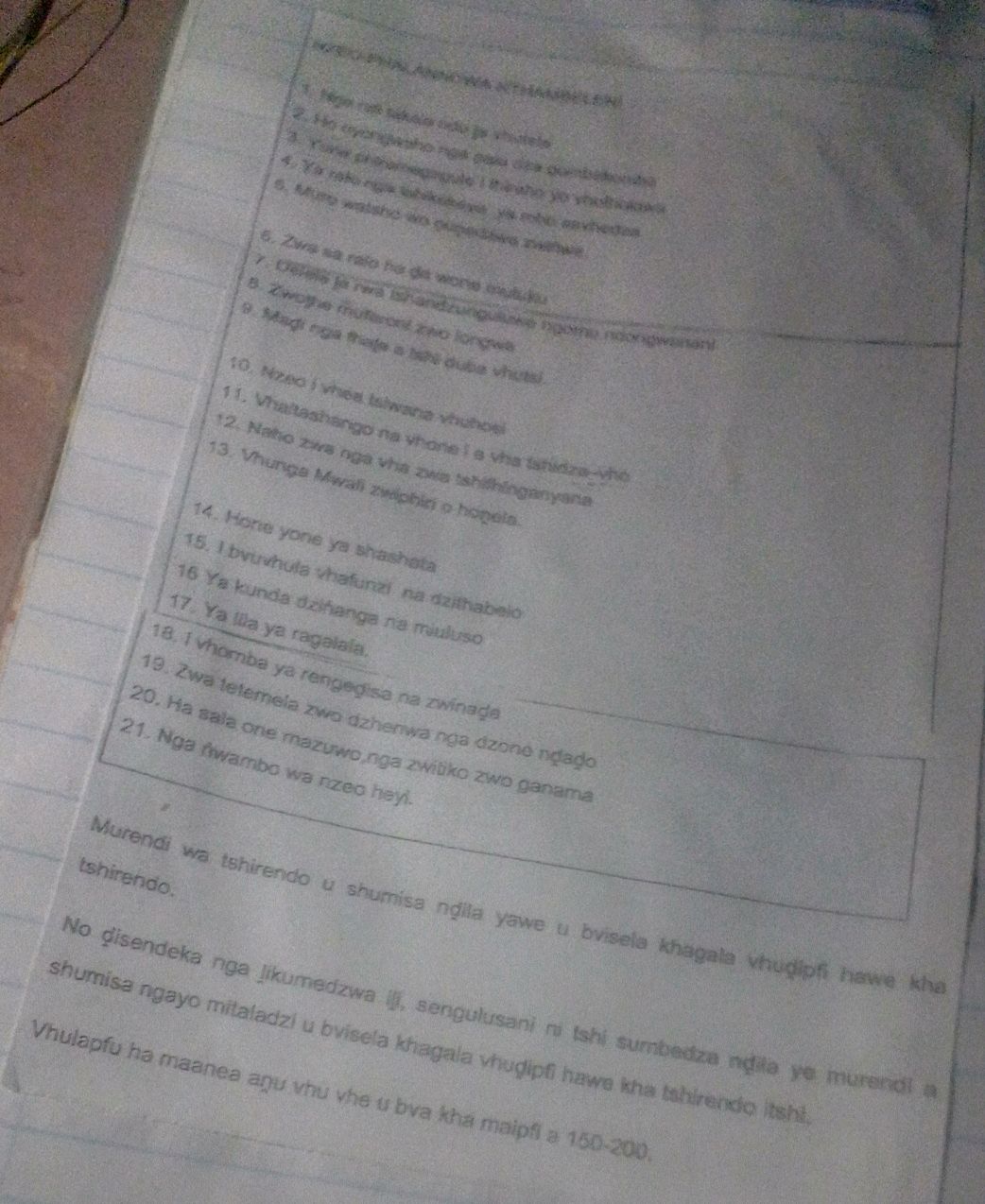 Murendi wa tshirendo u shumisa ndila yawe u | StudyX