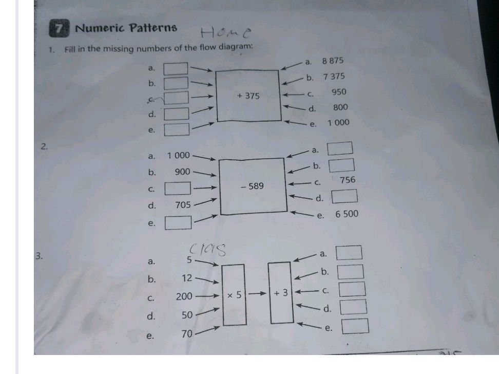 1. Fill in the missing numbers of the flow | StudyX