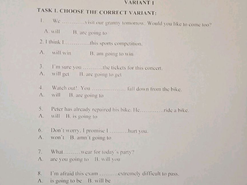 TASK 1. CHOOSE THE CORRECT VARIANT: 1. We | StudyX