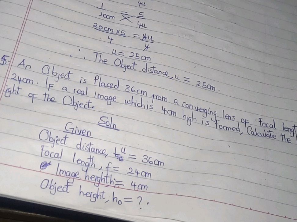 An Object is Placed 36cm from a converging | StudyX