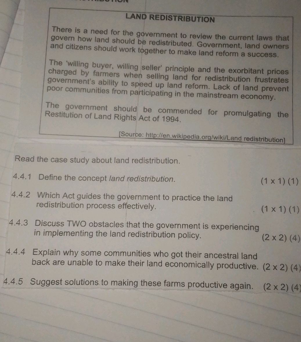 Read the case study about land | StudyX