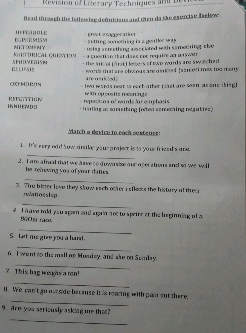 Read through the following definitions and | StudyX