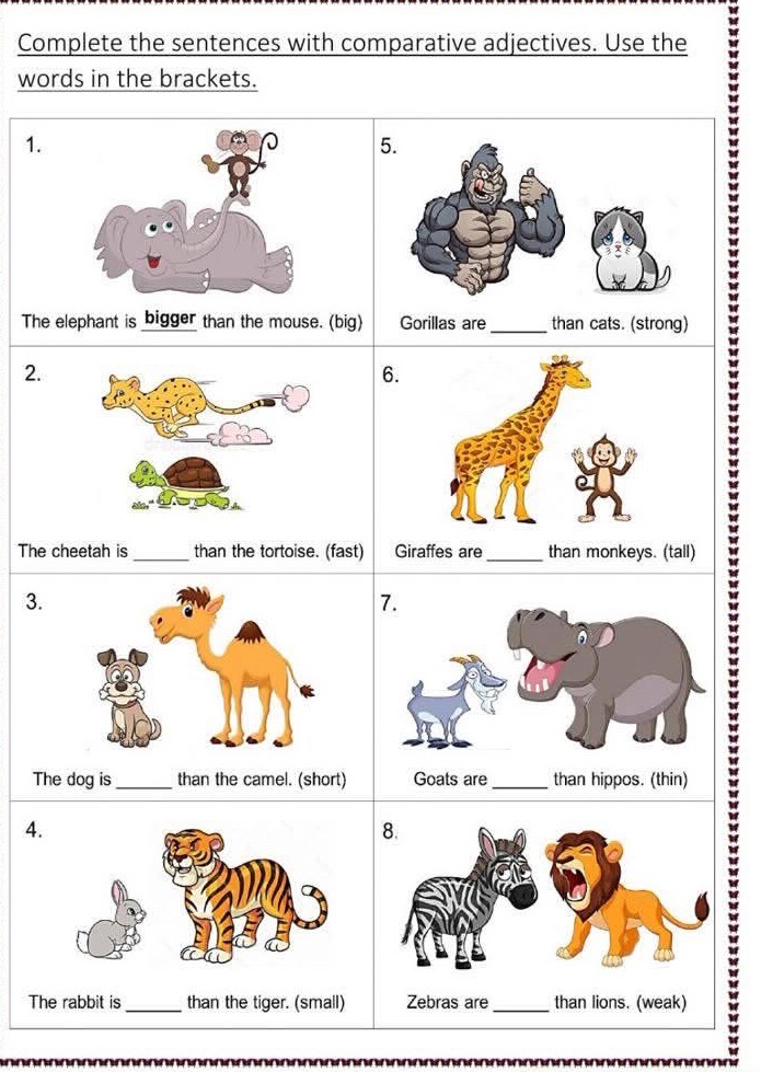 Complete the sentences with comparative | StudyX