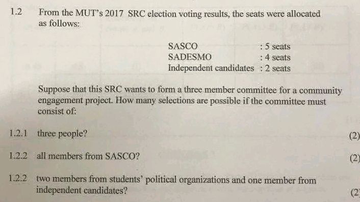 From the MUT's 2017 SRC election voting | StudyX