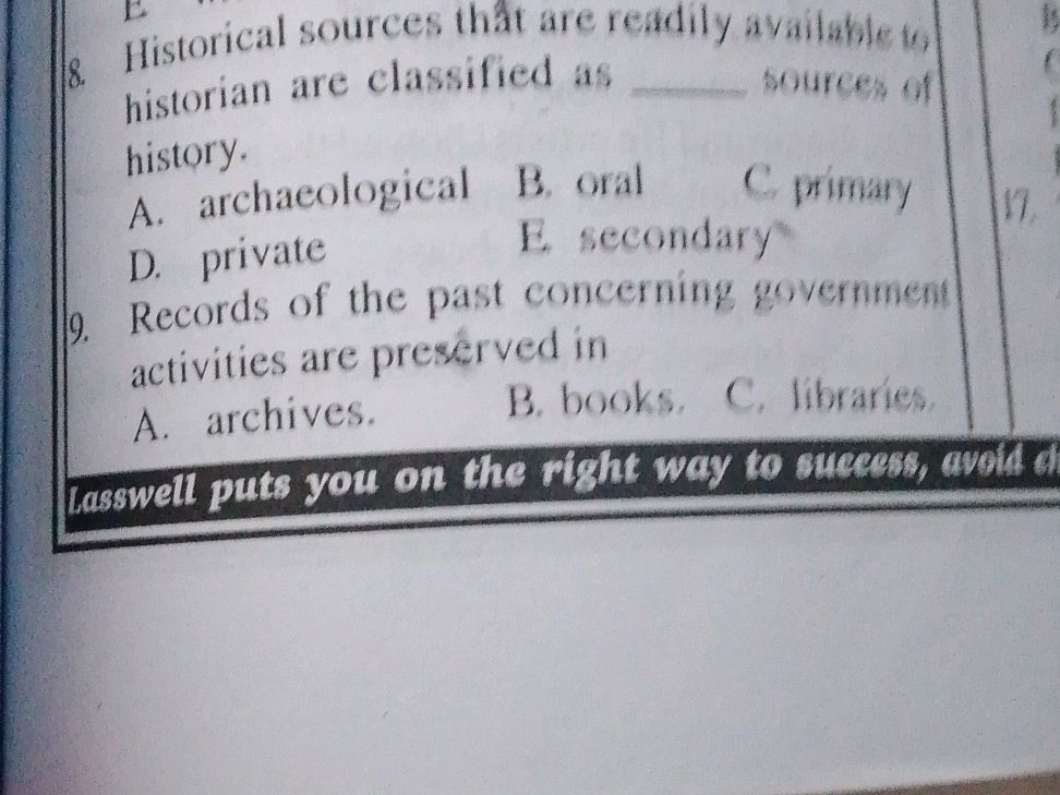 8. Historical sources that are readily | StudyX