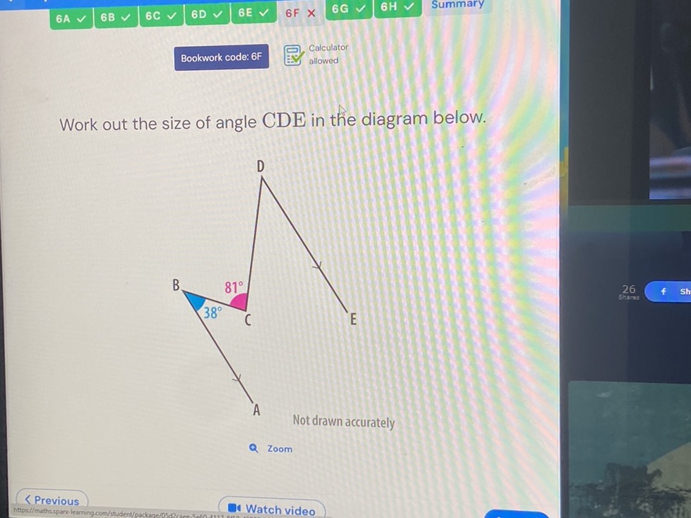 Work out the size of angle CDE in the | StudyX