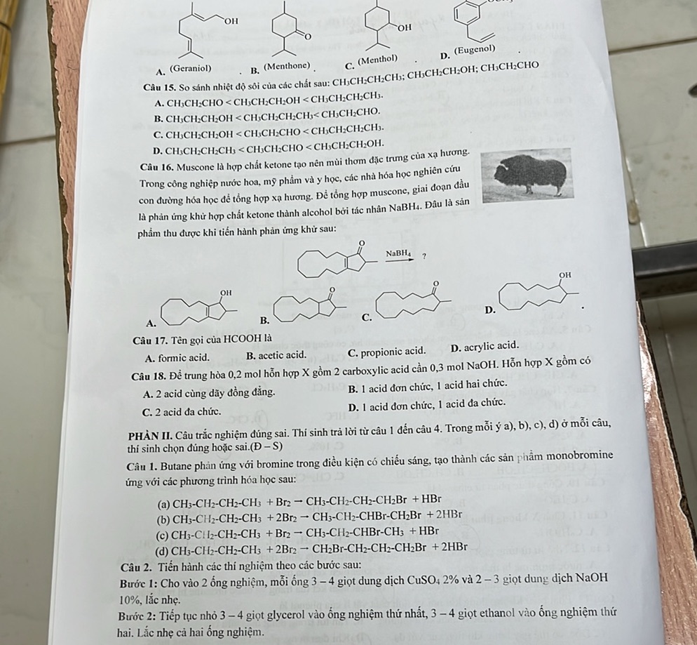 Câu 15. So sánh nhiệt độ sôi của các chất | StudyX