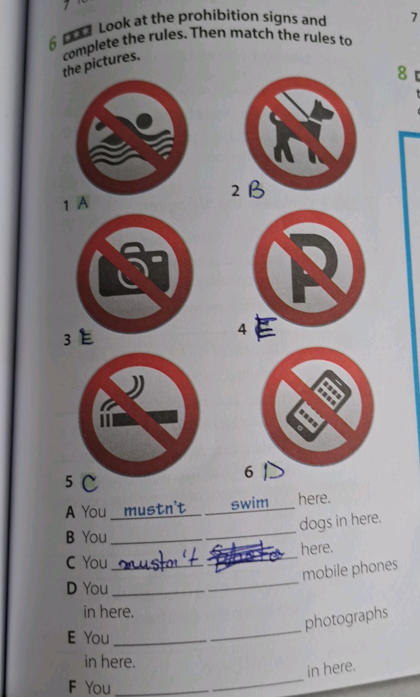 Look at the prohibition signs and complete | StudyX