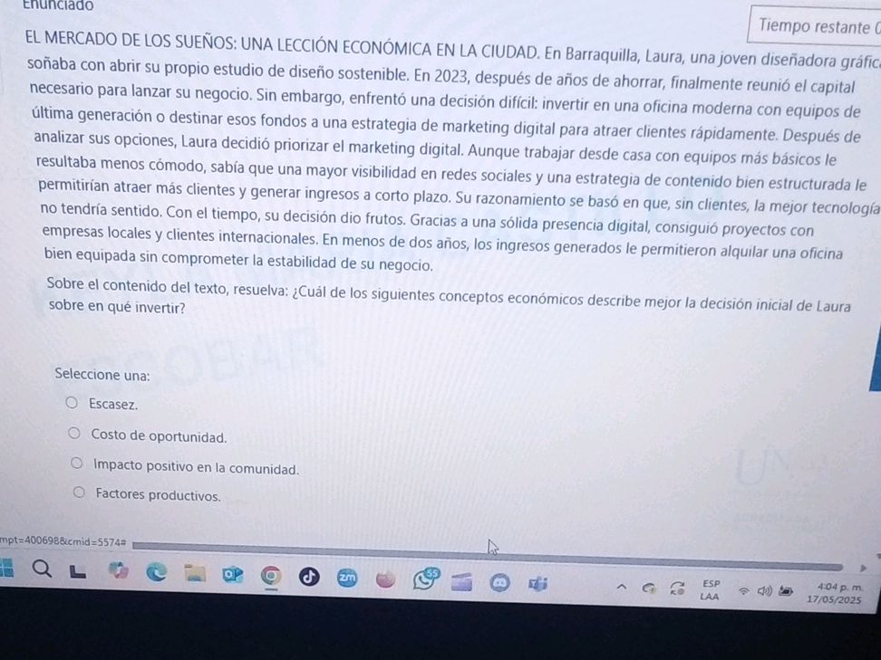 Sobre el contenido del texto, resuelva: | StudyX