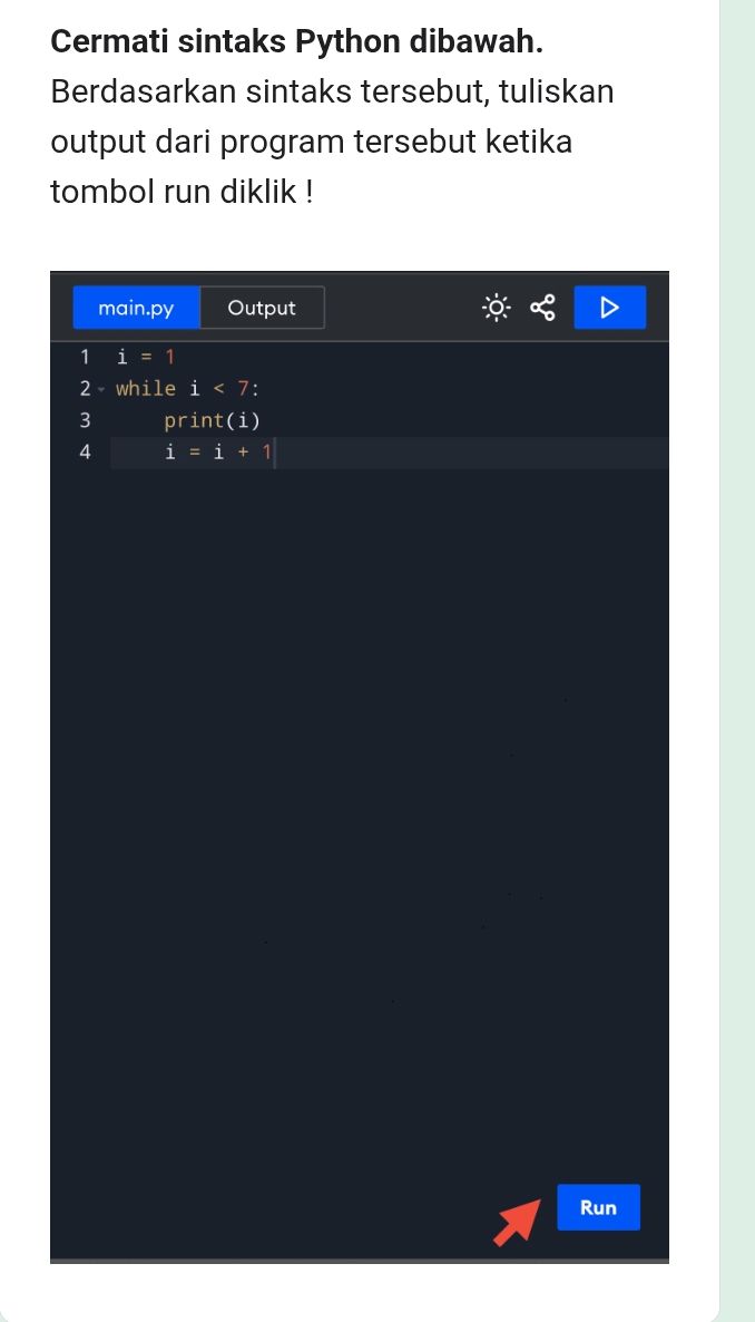 Cermati sintaks Python dibawah. Berdasarkan | StudyX