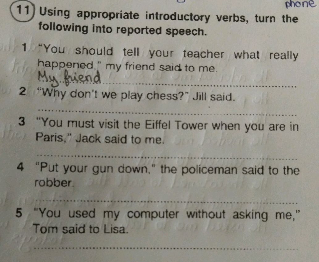 Using appropriate introductory verbs, turn | StudyX