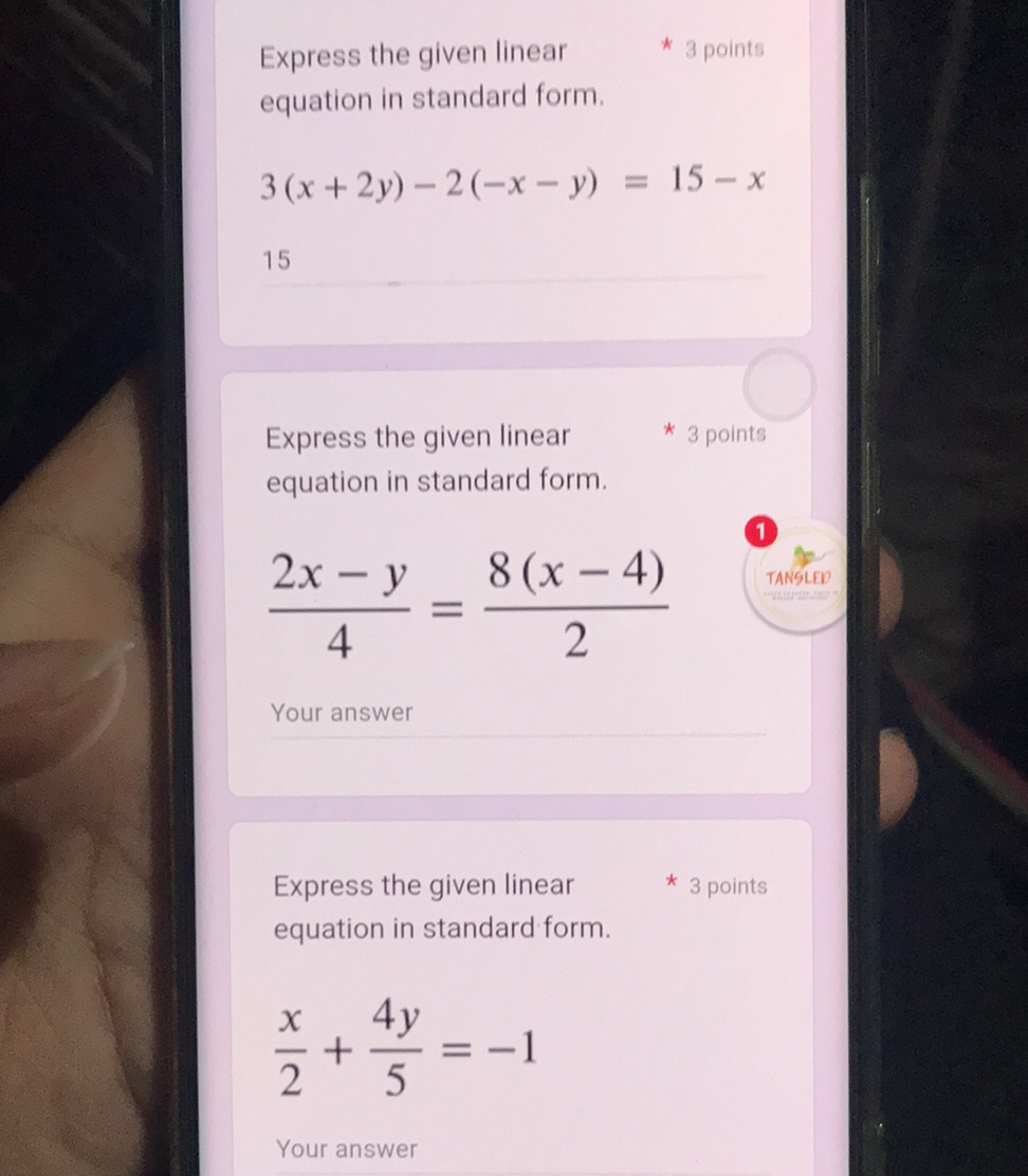 Express the given linear equation in | StudyX