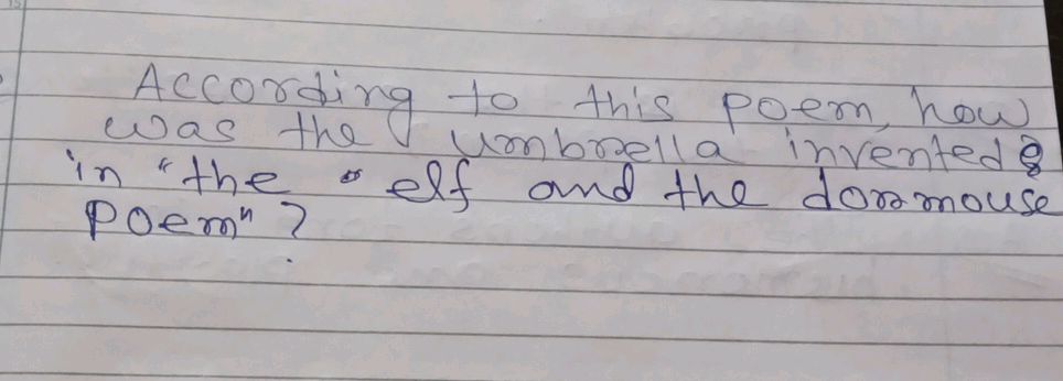 According to this poem, how was the umbrella | StudyX