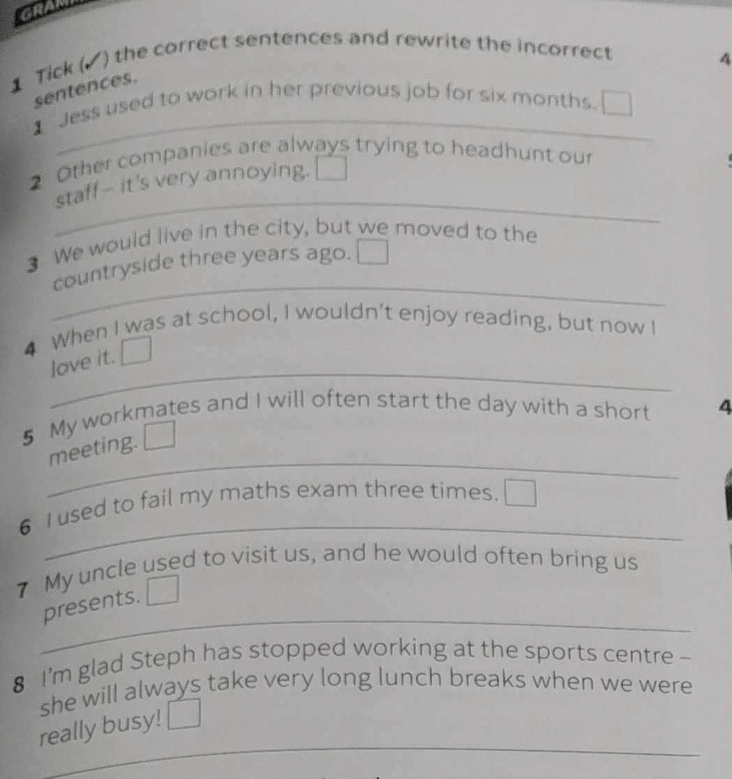Tick ( ) the correct sentences and rewrite | StudyX