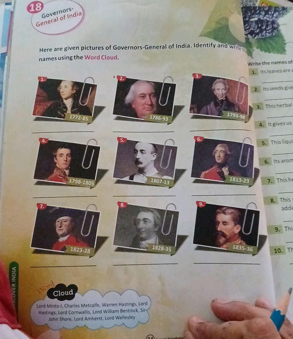 Here are given pictures of Governors-General | StudyX