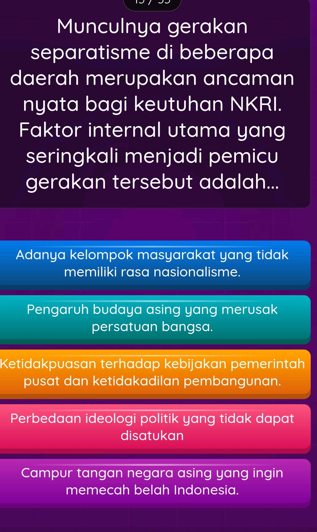 Munculnya gerakan separatisme di beberapa | StudyX