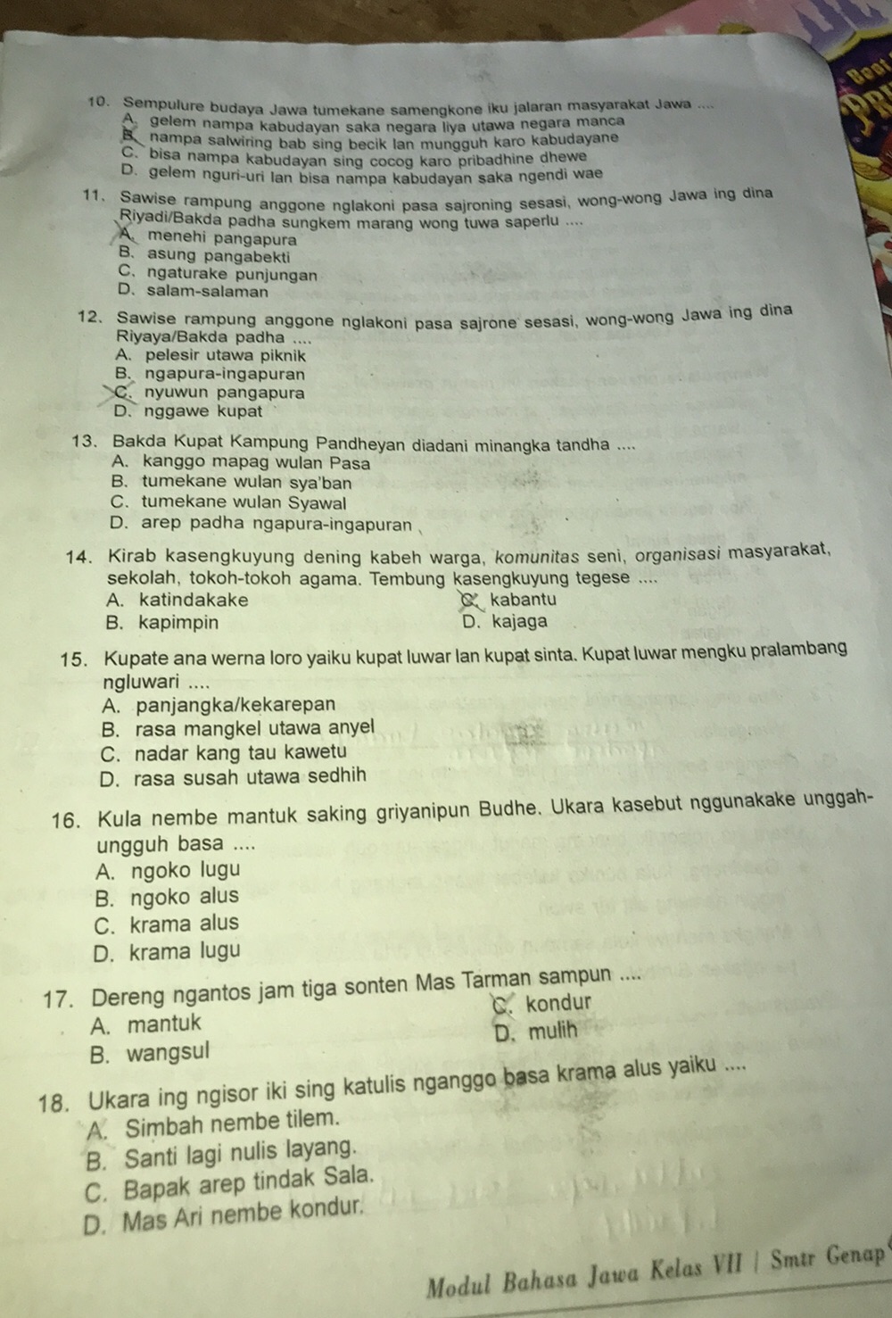10. Sempulure budaya Jawa tumekane | StudyX
