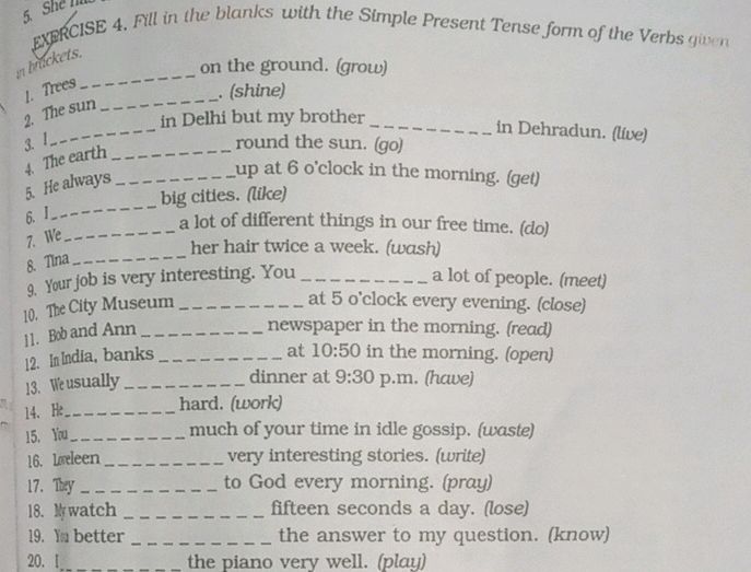 EXERCISE 4. Fill in the blanks with the | StudyX