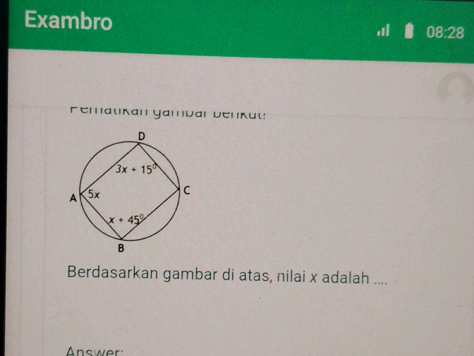 Perhatikan gambar berikut: ``` D 3x + | StudyX