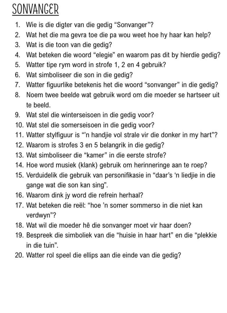 1. Wie is die digter van die gedig | StudyX