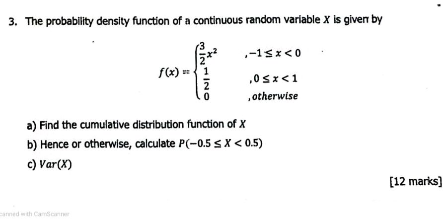 3. The probability density function of a | StudyX