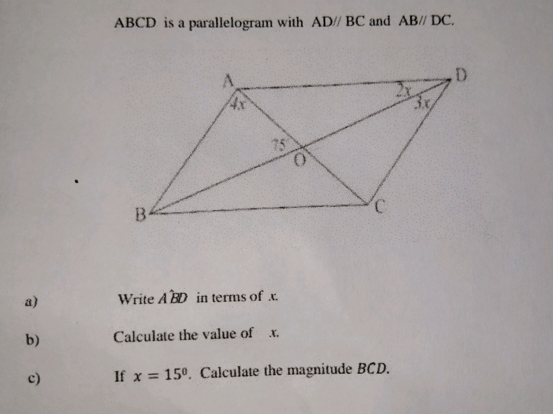 ABCD is a parallelogram with AD // BC and AB | StudyX